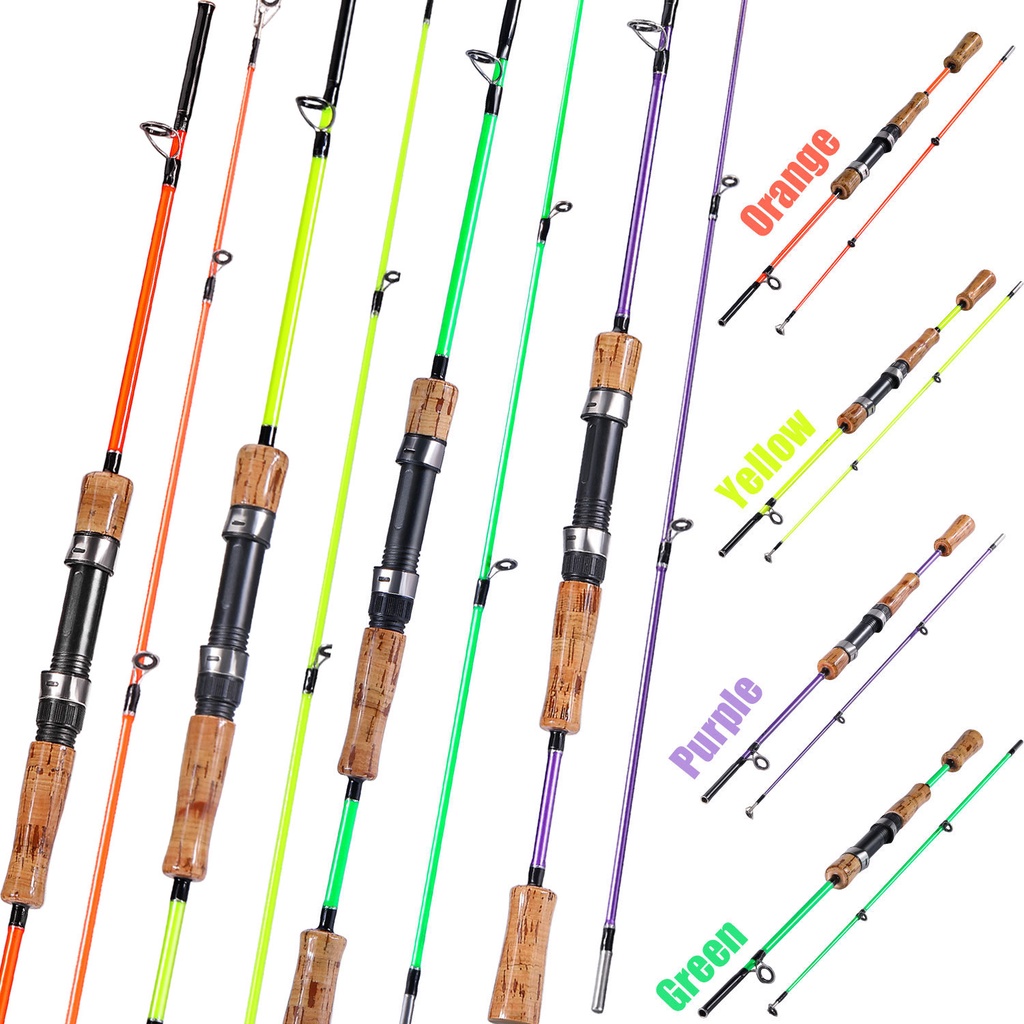 Fishing Rod Wooden Handle Portable 1.2M/1.65M 2 Sections For Fresh Sea ...