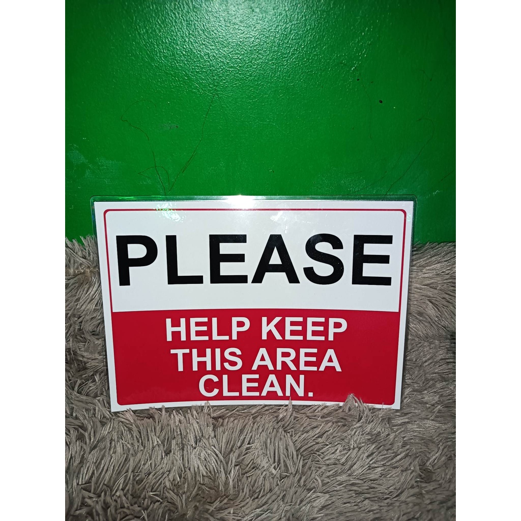 PLEASE HELP THIS AREA CLEAN SIGNAGE LAMINATED A4 SIZE | Shopee Philippines