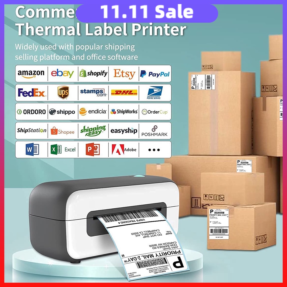 Thermal Label Printer Set Commercial Desktop Label Printer 203dpi 150mm ...