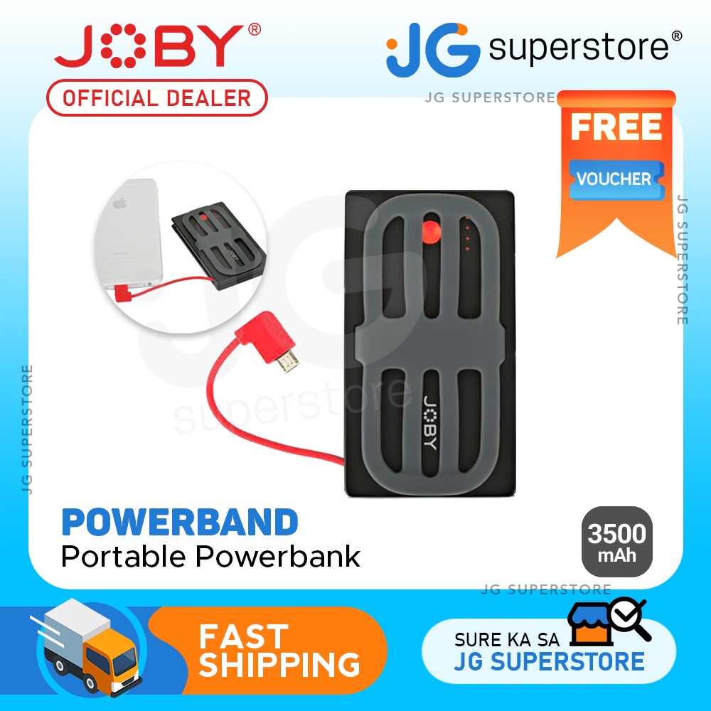 Joby 1459 PowerBand 3500mAh Portable Battery Pack with Built-In Tether ...