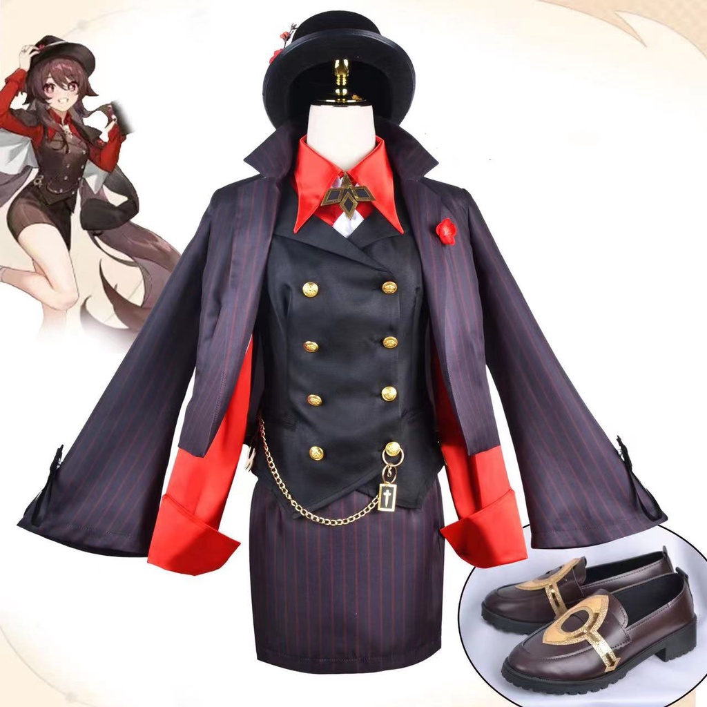 Genshin Impact cos hutao Linkage clothing cosplay Set and wig and shoes ...