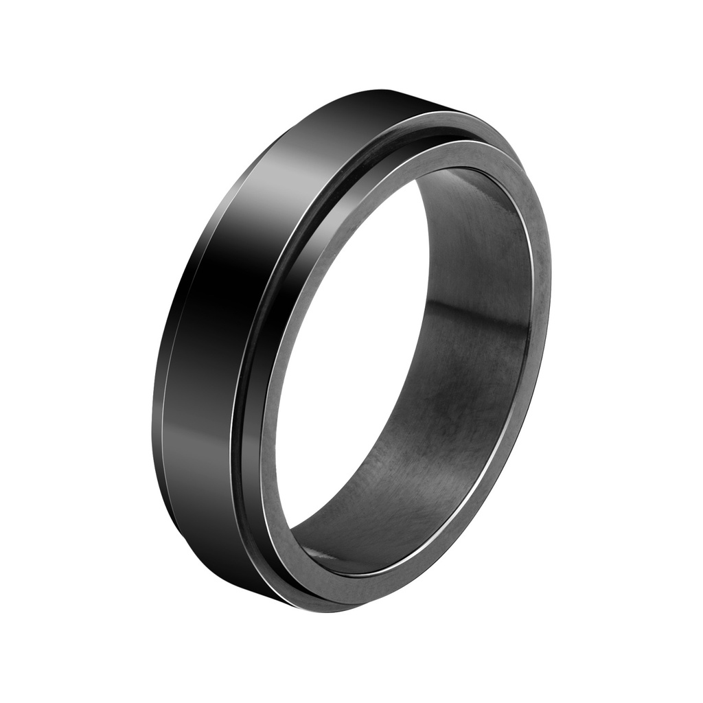 Simple Design Turning Titanium Steel Ring Hip-hop Couples Ring Birthday ...