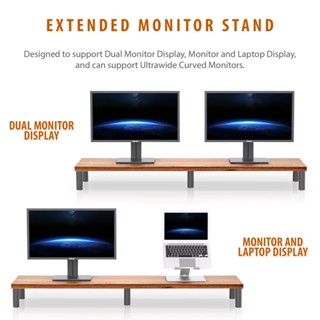 Universal Wooden Monitor Stand Extended Width Monitor Riser Laptop ...