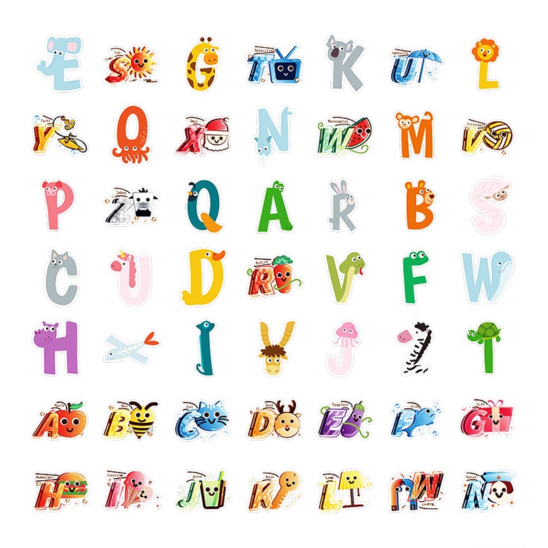 52pcs Alphabet Lore Letter A Stickers Waterproof Reusable Decor Baby ...