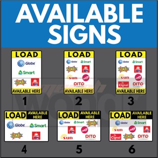 Load Available Signs, E-load, Loading Station Signage. Globe, Smart, TM ...