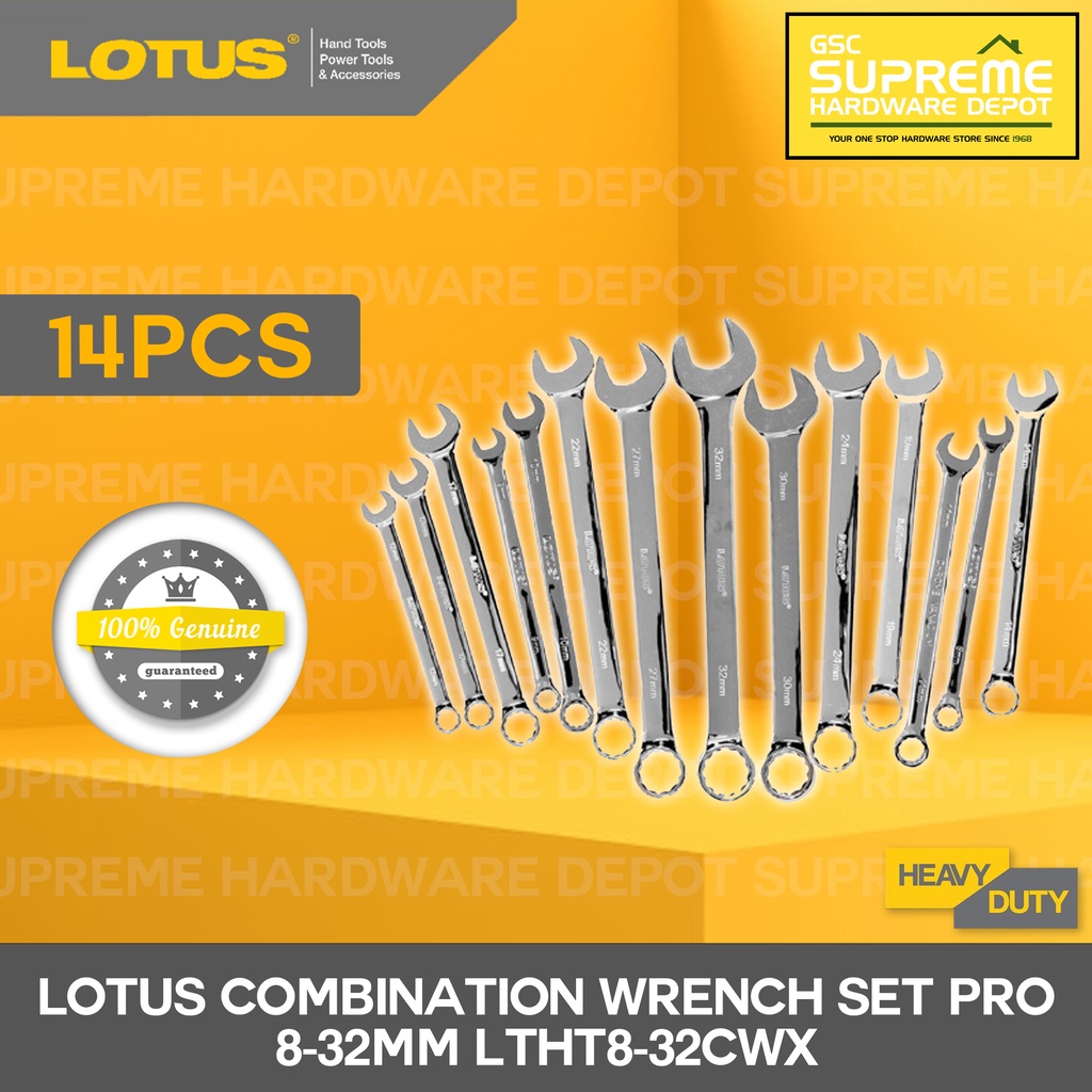 Lotus Combination Wrench Set Pro 8-32MM LCW014PS / LTHT8-32CWX | Shopee ...