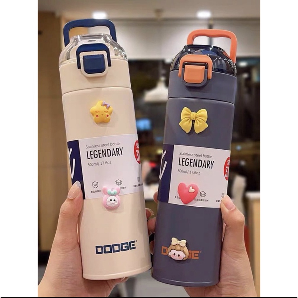 Dodge 500ml Straw Water Bottle Insulated Tumbler Sports Drinking Cup Stainless Steel Vacuum ...