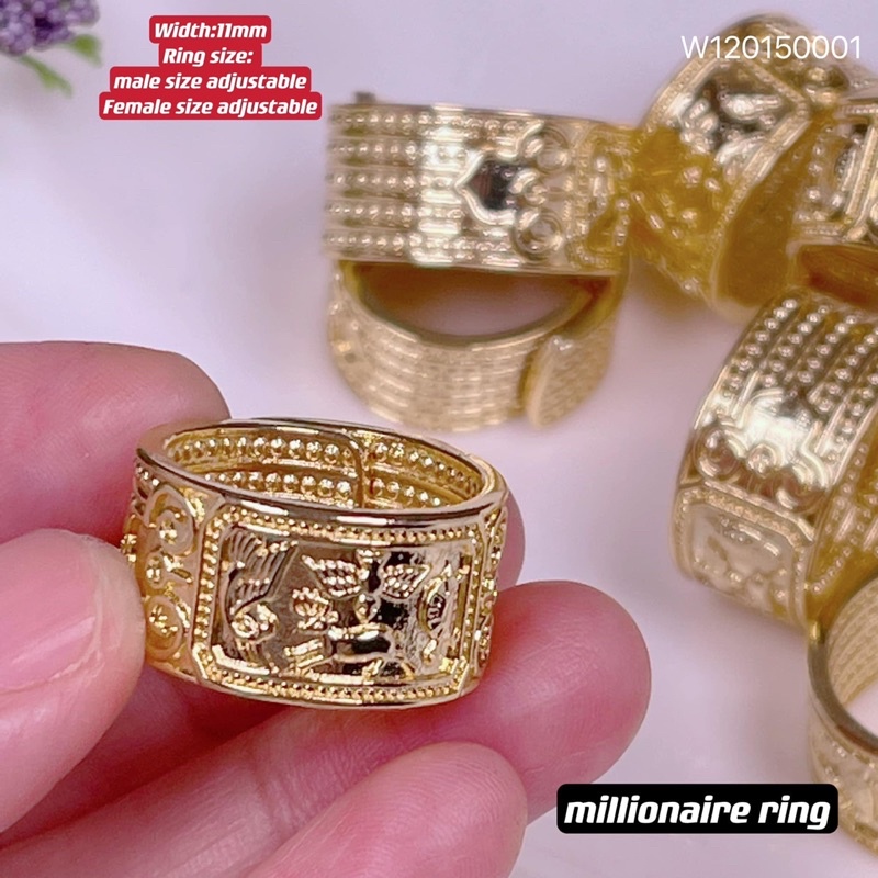 (wikacharms)millionaire ring (female and male size adjustable) | Shopee ...