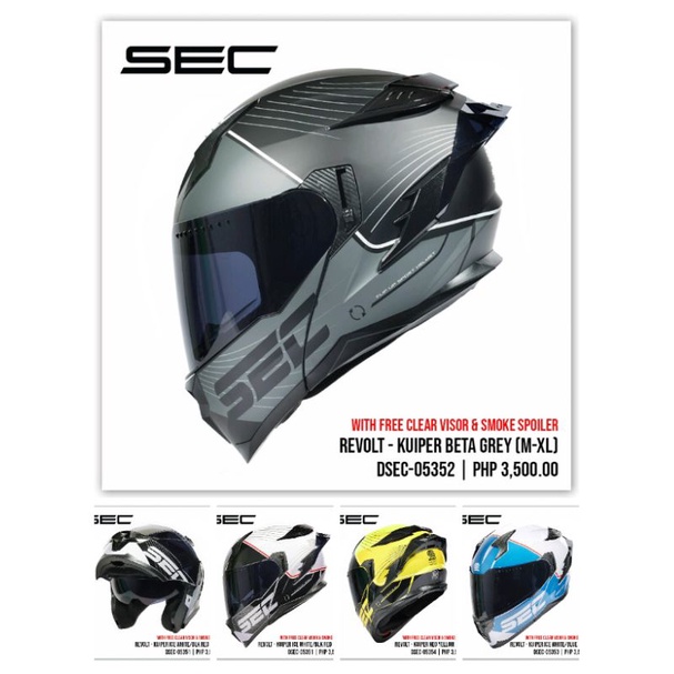 SEC Revolt Kuiper Modular dual visor Free lens & spoiler | Shopee ...