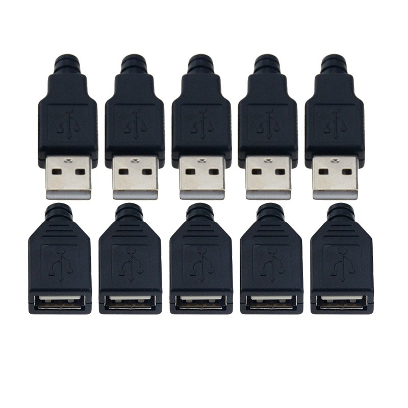 10Pcs USB Plug Socket Type A Male Female USB 4 Pin Plug Socket ...