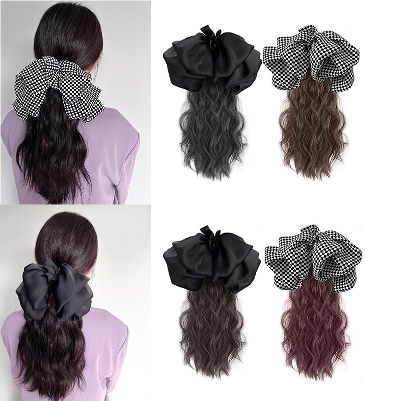 Synthetic Long Curly Ponytail with Bow Style Clip Type High Ponytail ...