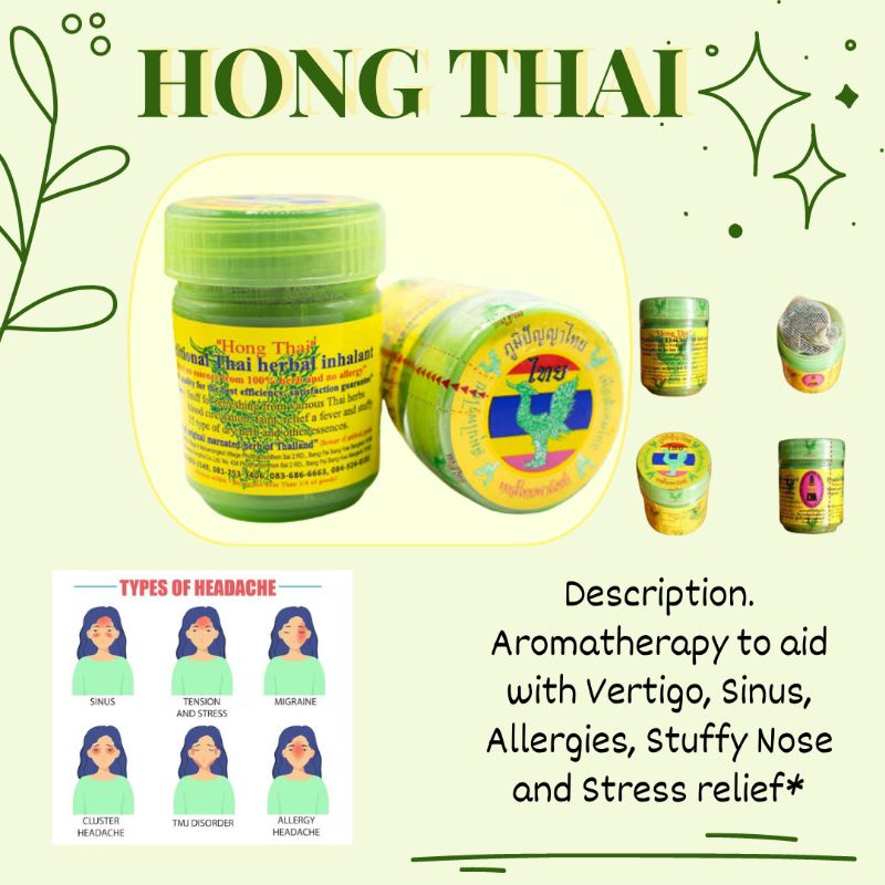 Original Hong Thai Inhaler Made in Thailand Allergic Rhinitis | Shopee ...