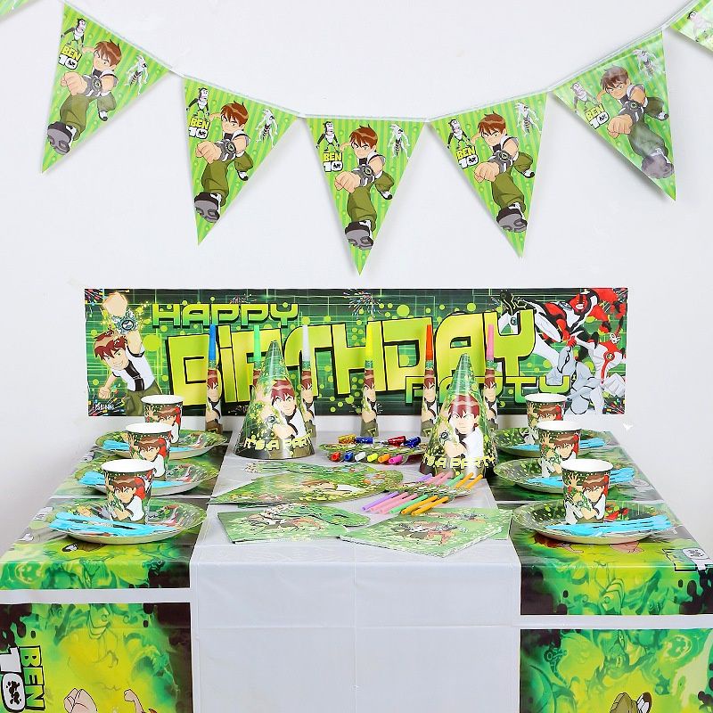 Ben10 Theme Happy Birthday Party Decorations Balloons Party Hats Candy