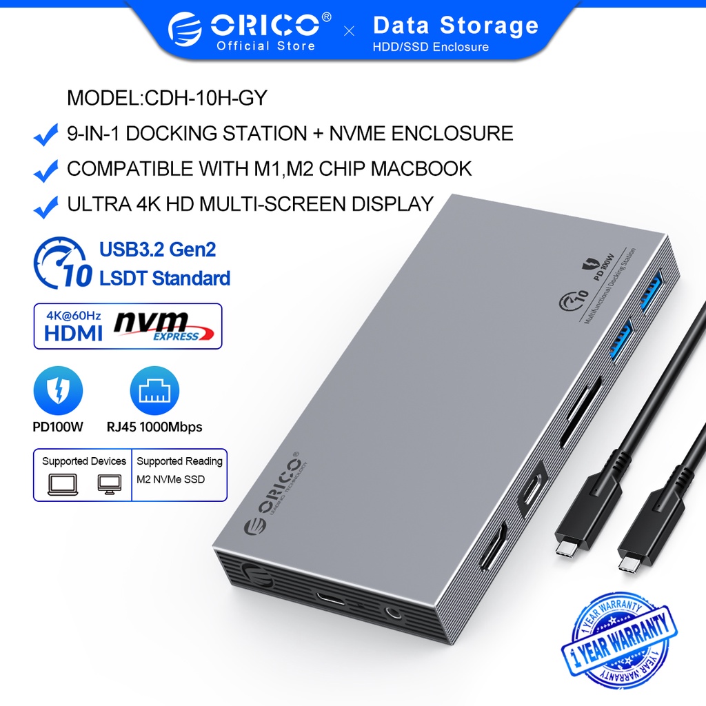 ORICO USB C HUB Type C to Multi HDMI-compatible 4K60Hz PD100W USB3.0 ...