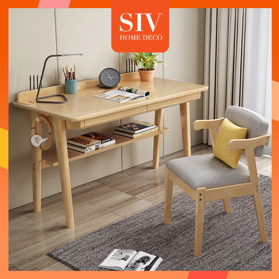 Siv Big Solid Wood Computer Table Study Desk Home Office Desktop ...