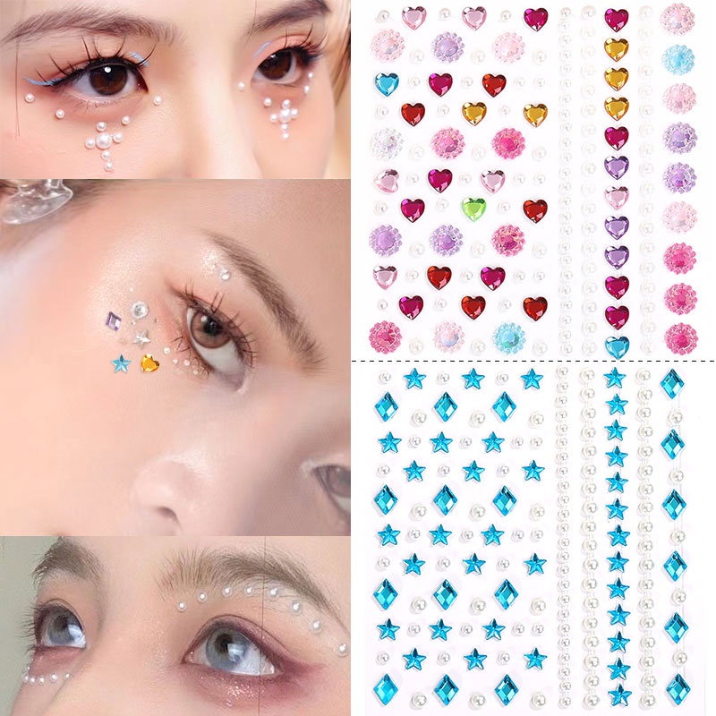 Fashion Facial Rhinestone Diamond Stickers Eyebrow Forehead Face ...