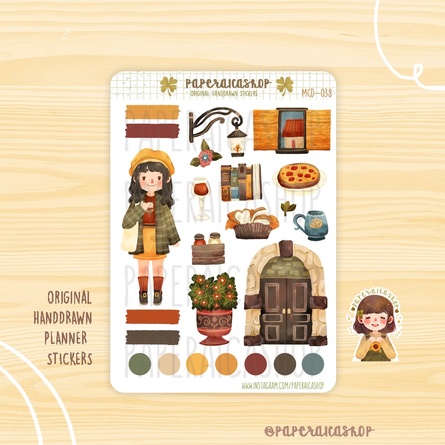 Cute Town Girl Stickers, Little Town Stickers, Village Art, Travel ...