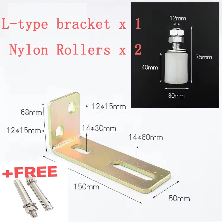 1 Set Sliding Gate Top Guide Roller Silver or Black Series (L Bracket w ...