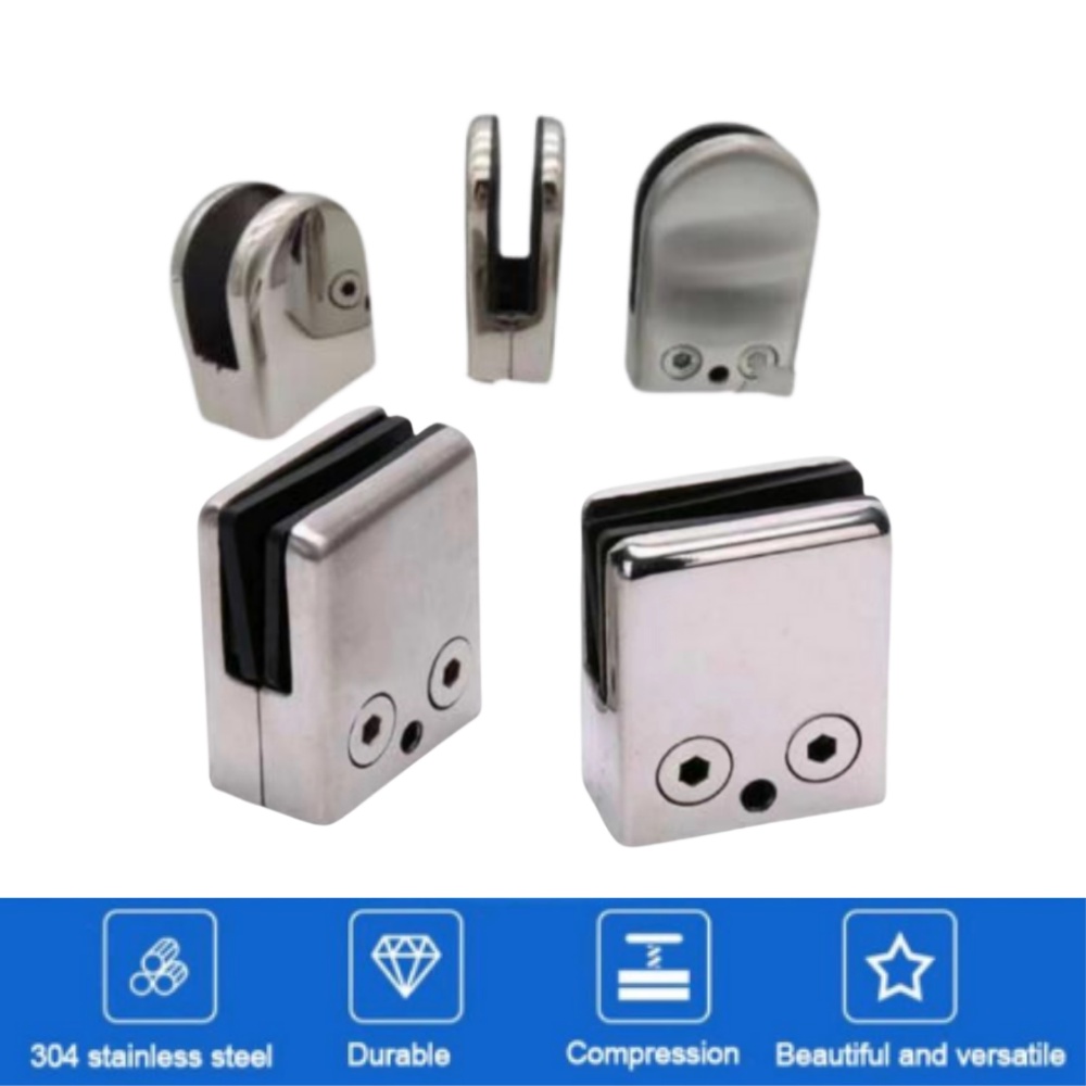 304Glass Clip Stainless Steel Glass Clamp#1-3(8-10mm)(Mirror)(Flat ...
