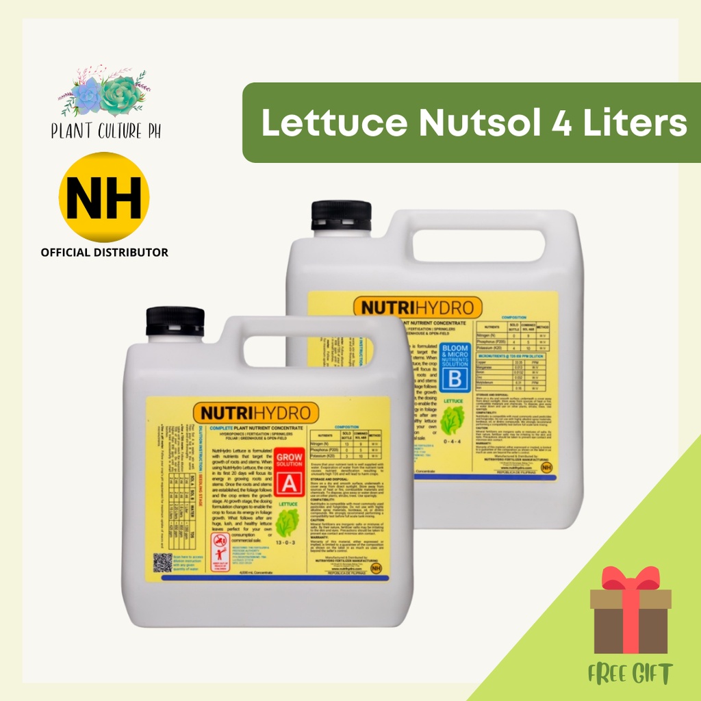 Lettuce Nutsol | NutriHydro Nutrient Solution Concentrate Hydroponics ...