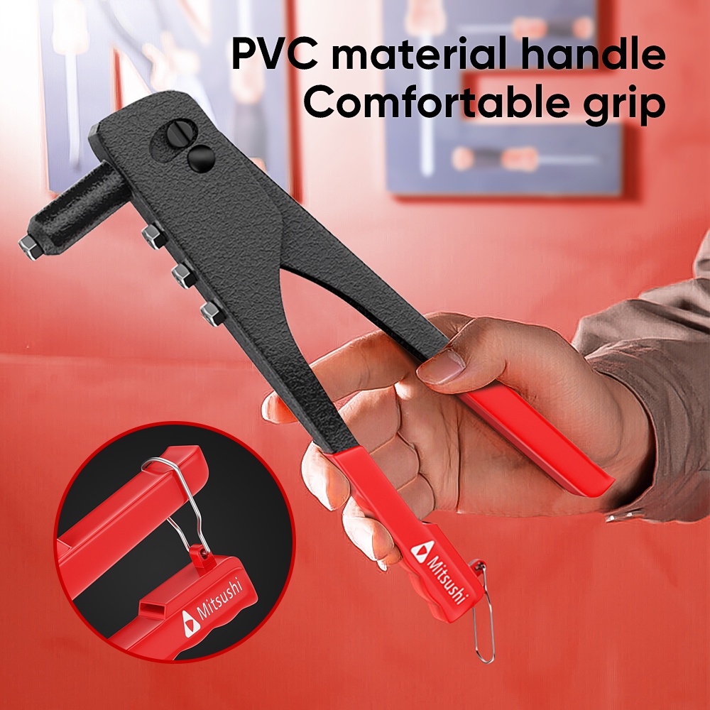Mitsushi MIT-NHR4 (2.4mm, 3.2mm, 4.0mm, 4.8m) 4 Nozzles Hand Riveter ...