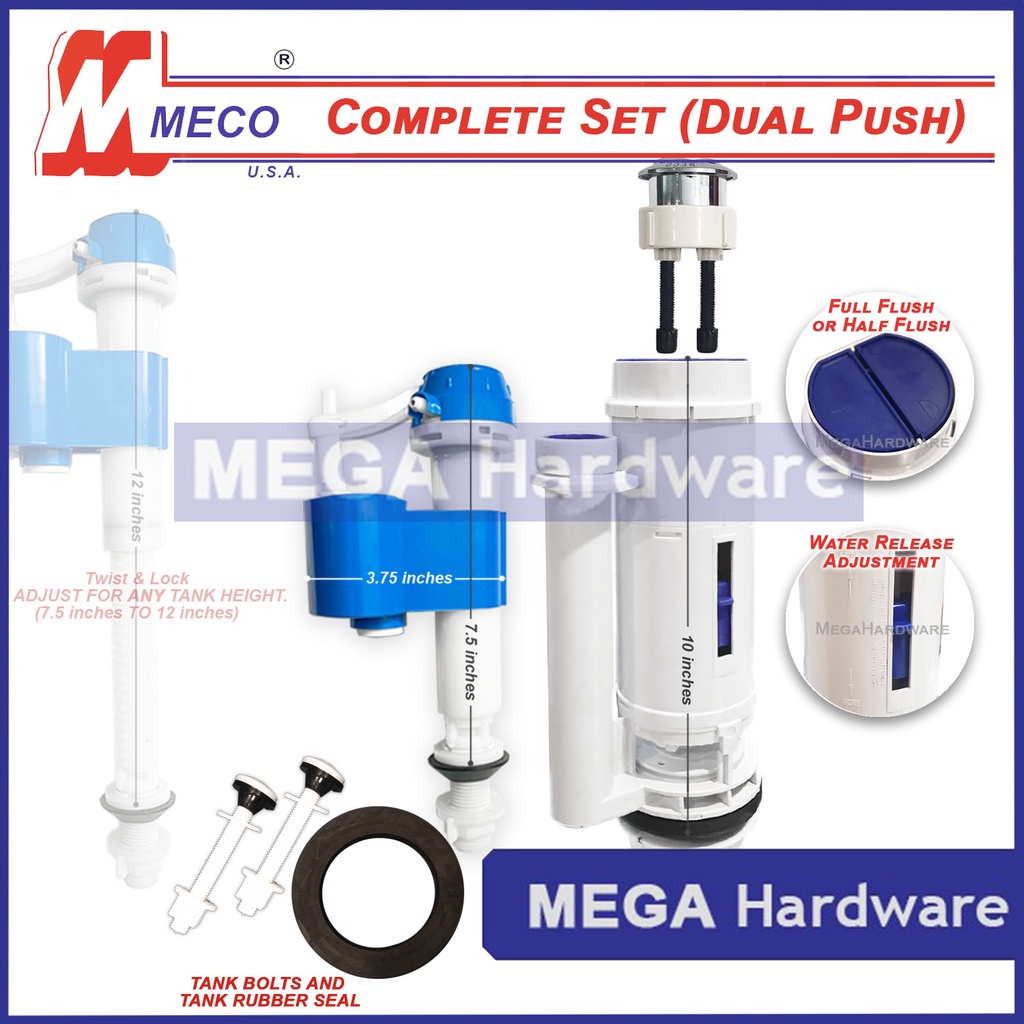 MECO Flush Set / Toilet Set / Tank Fittings for Water Closet | Shopee ...