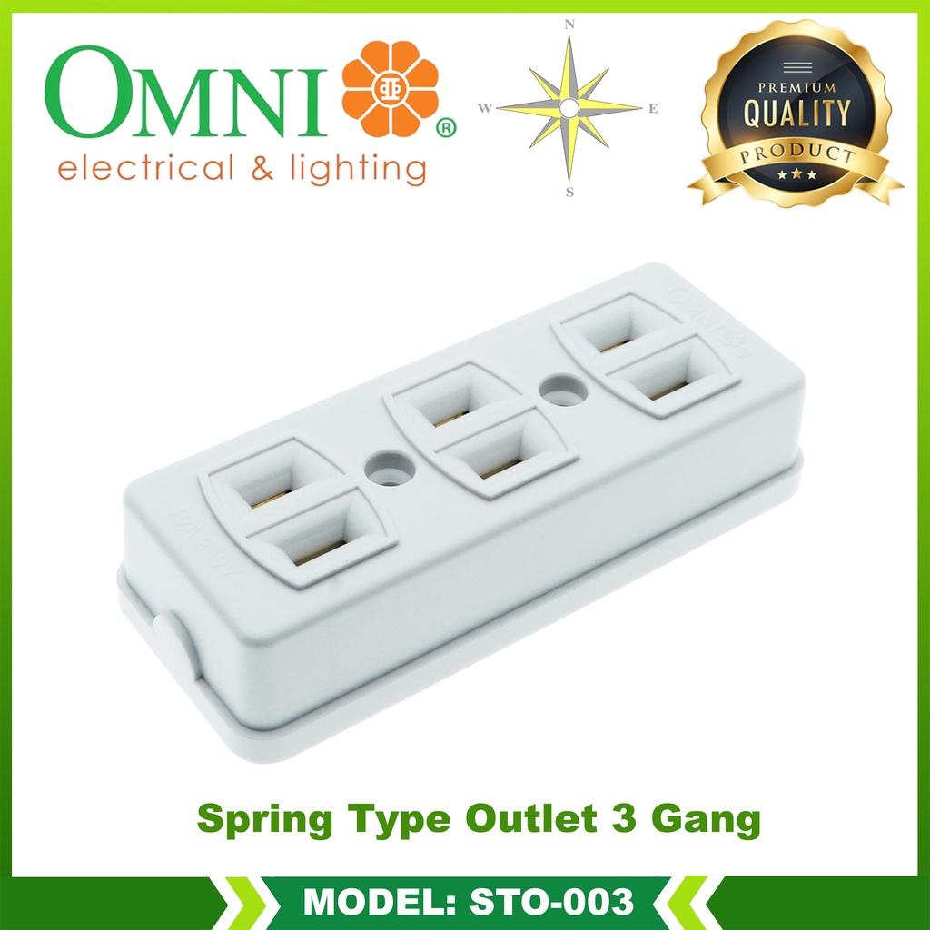 Omni Spring Type Outlet 3 Gang STO-003 10A 250V | Shopee Philippines