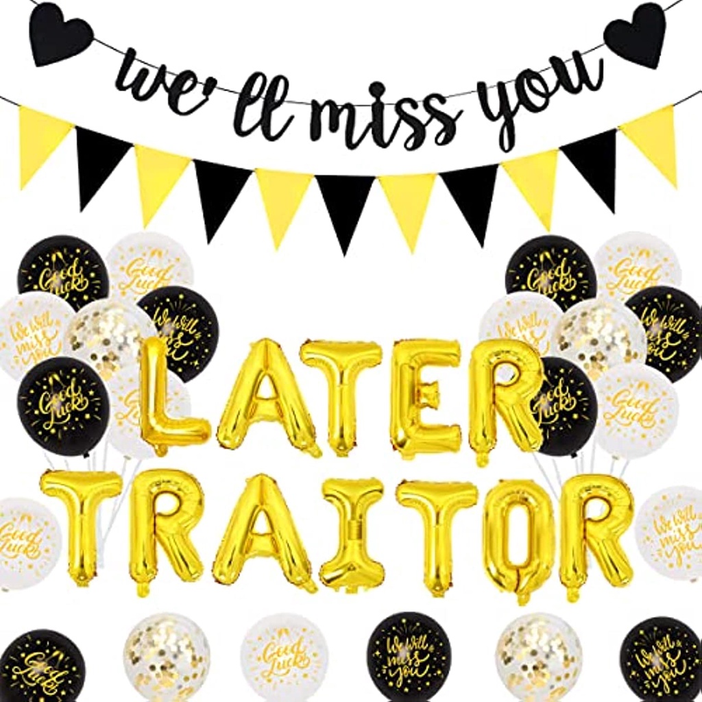 CHEEREVEAL Leaving Party Decorations Black or Gold, Later Traitor Good ...