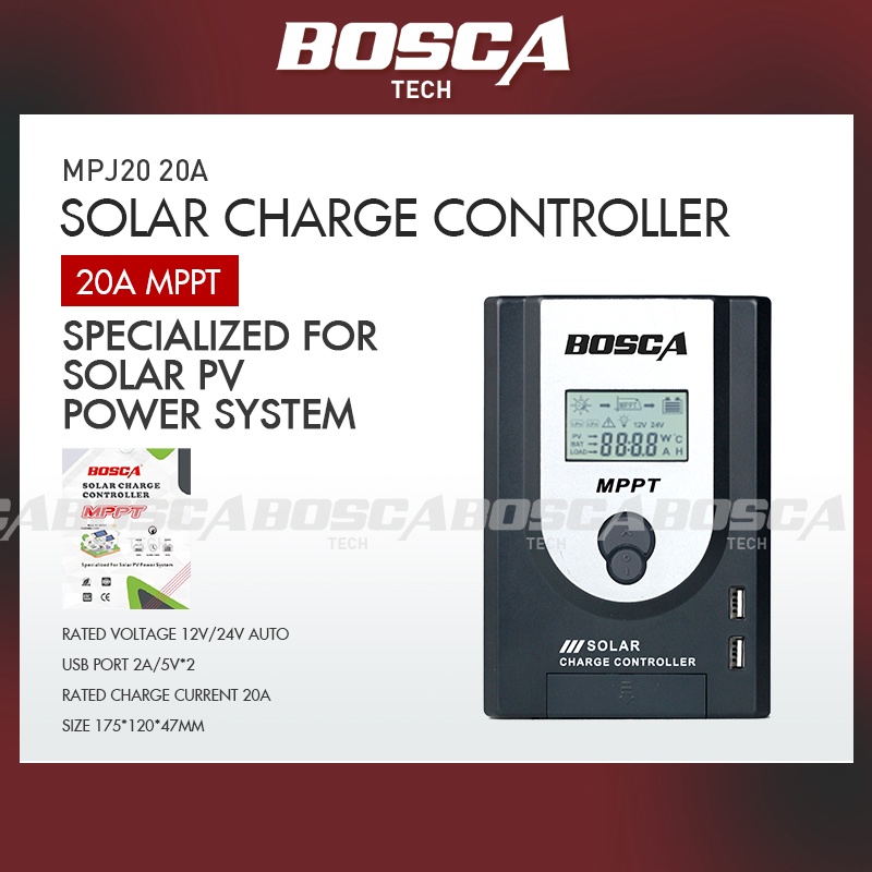 BOSCA Solar Charge Controller MPPT 12v 24v AUTO 20A MPJ20 Specialized ...