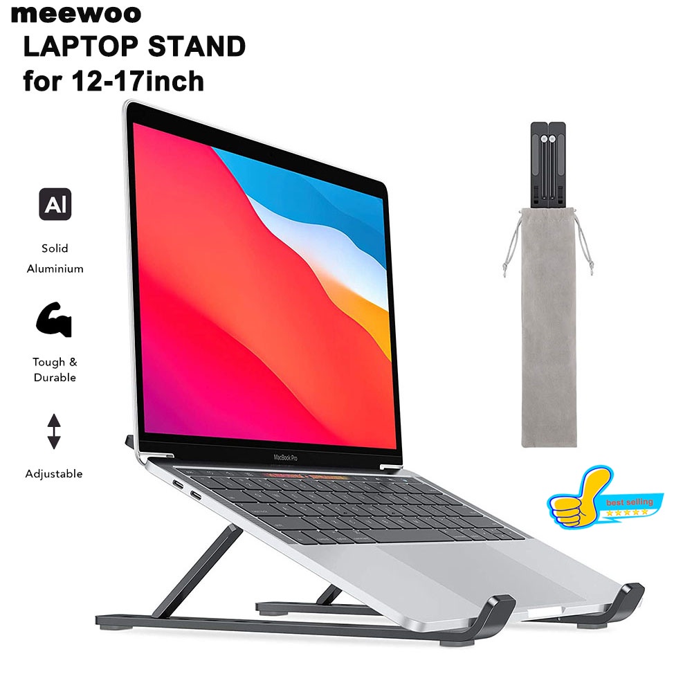 Meewoo Laptop Stand Aluminum Alloy Adjustable Foldable Portable Laptop ...