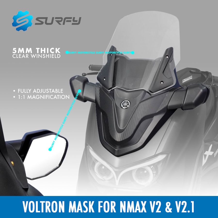 Nmax V2 Voltron Mask with Side Mirror And Visor Carbon Design | Shopee ...