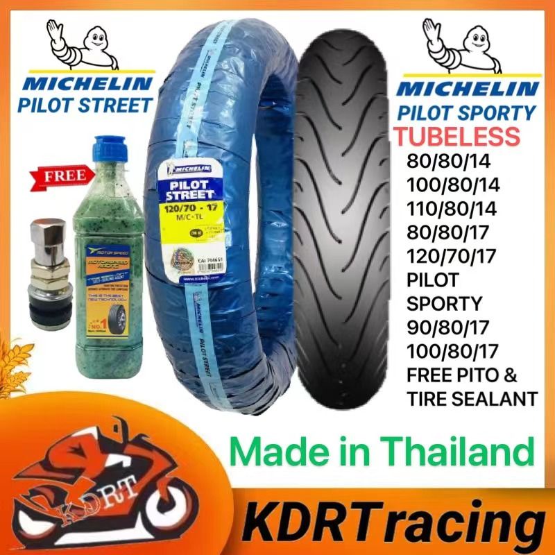 Michelin Pilot street Pilot Sporty tubeless Free Tire Sealant & Pito 80/80/14 100/80/14 120/70 ...