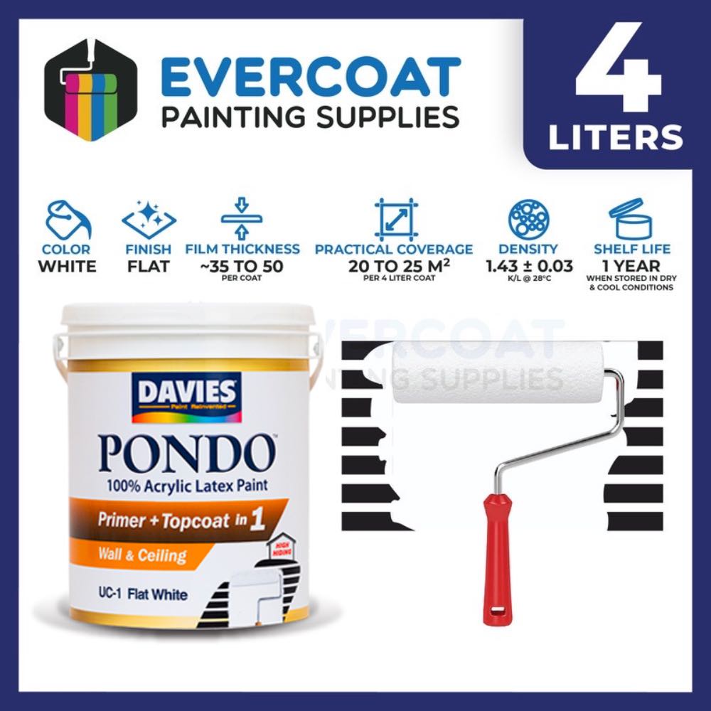 PONDO Water-Based High-Hiding Undercoat (White) 4-Liters | Shopee ...