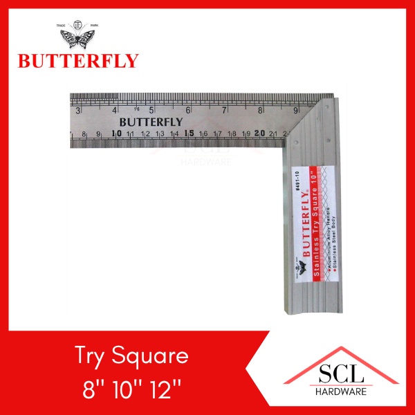 BUTTERFLY Stainless Try Square #491 8" 10" 12" (Skwala) | Shopee ...