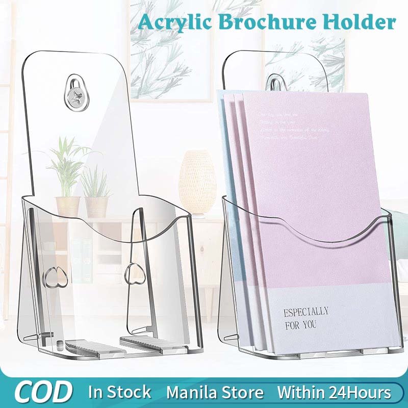 Acrylic Brochure Holder Wall Mount Flyer Magazine Pamphlet Transparent ...