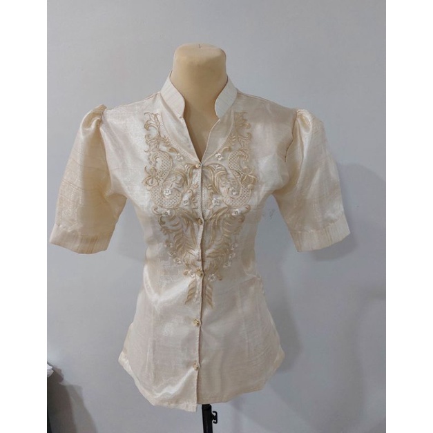 ladies barong puff sleeve blouse mordern filipiniana | Shopee Philippines