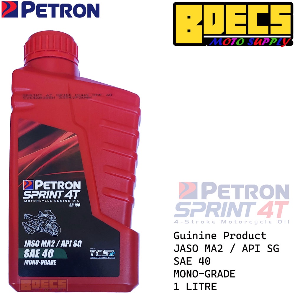 Petron Genuine Engine Oil Sprint 4T SR100 SAE 40 MONO-GRADE 1L I Bdecs ...
