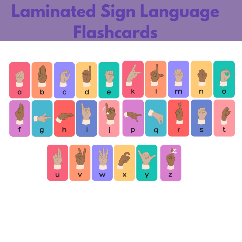 Laminated Sign Language Alphabet Flashcards for Kids, Learners and ...
