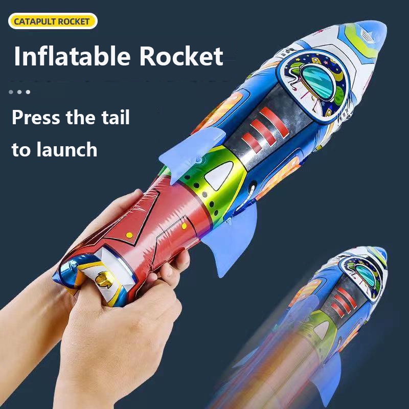Large hand throwing inflatable rocket balloon kids toy flying rocket ...
