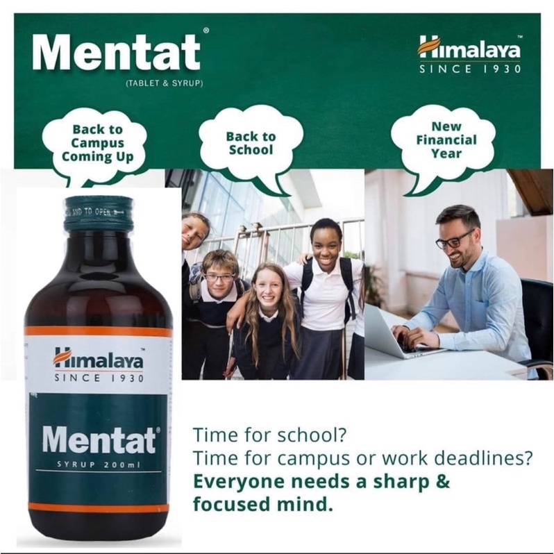 Himalaya Mentat Syrup To Boost Brain Memory on Children and Adult 200ML ...