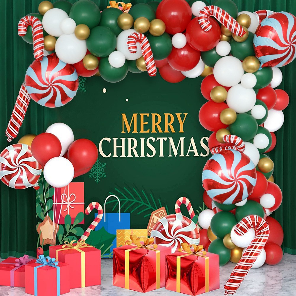 Christmas Themed Balloon Set Christmas Candy Cane Aluminum Foil Balloon ...