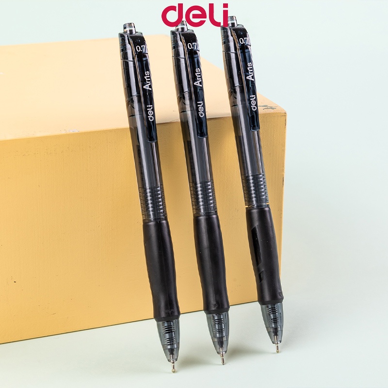 Deli Ballpen 0.7mm Black/Blue Student Stationery Ballpoint Pen Office ...