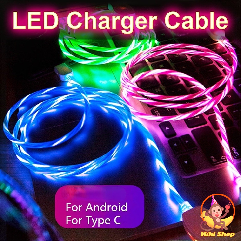 Glowing Cable Fast Charging Micro USB Cables LED Light Type C Charger ...