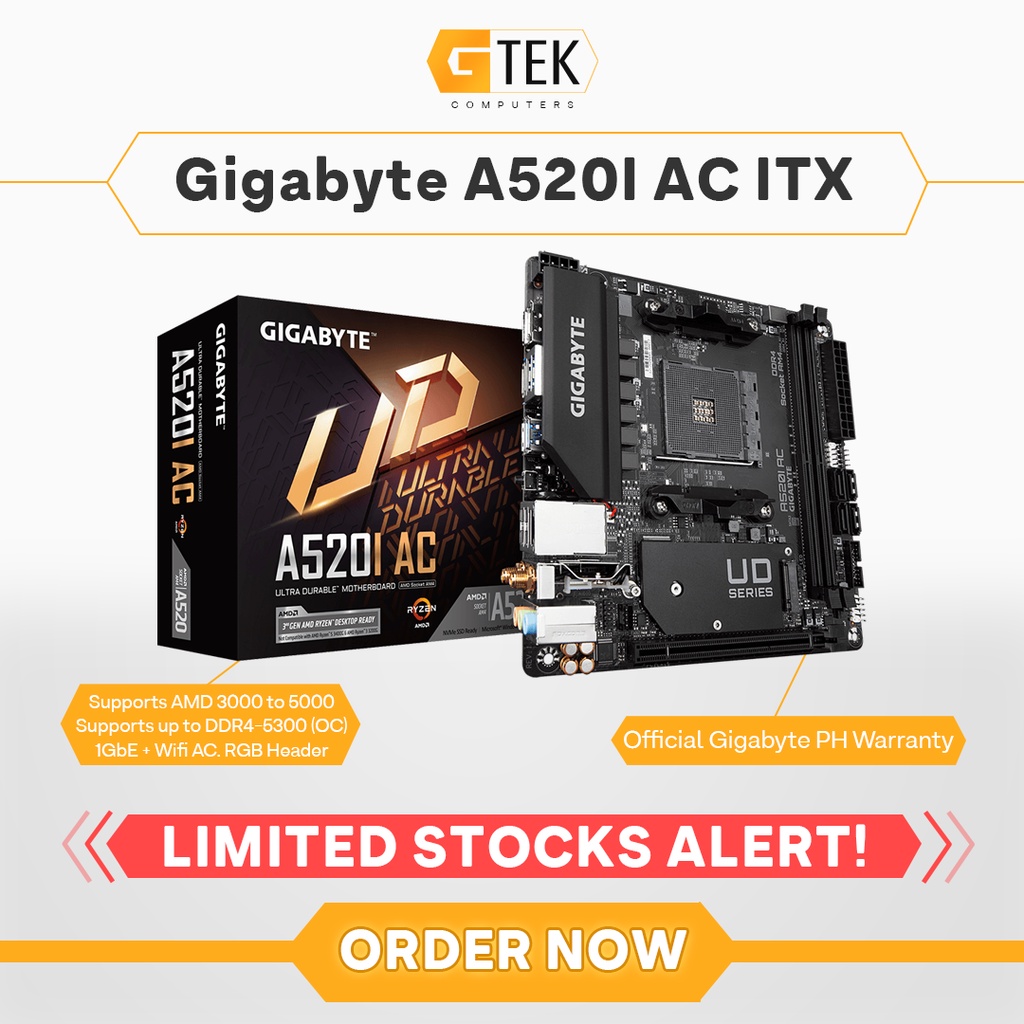 Gigabyte A520i AC A520 w/ 802.11ac AM4 Ryzen ITX Motherboard | Shopee Philippines