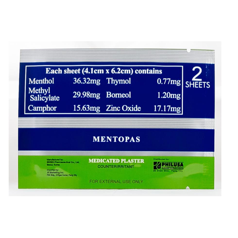 Mentopas Medicated Plaster 2 Sheets | Shopee Philippines