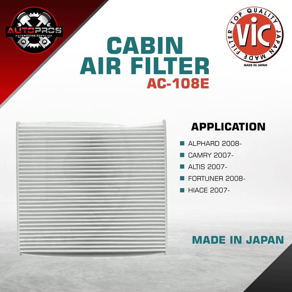 VIC AC-108E Cabin Air Filter for Toyota Alphard, Camry, Altis, Fortuner ...