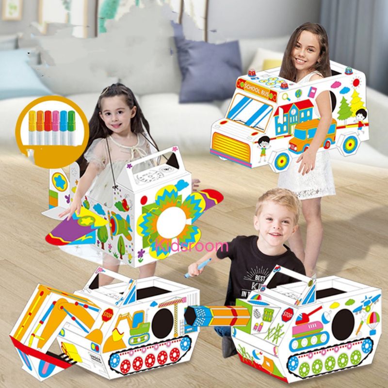 Cardboard Coloring and Painting Kit DIY Arts and Crafts for Kids ...