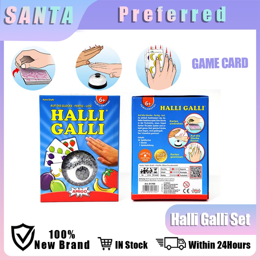 HALLI GALLI Set Speed Action Game 2-6 Players Table game Fruit Cards ...