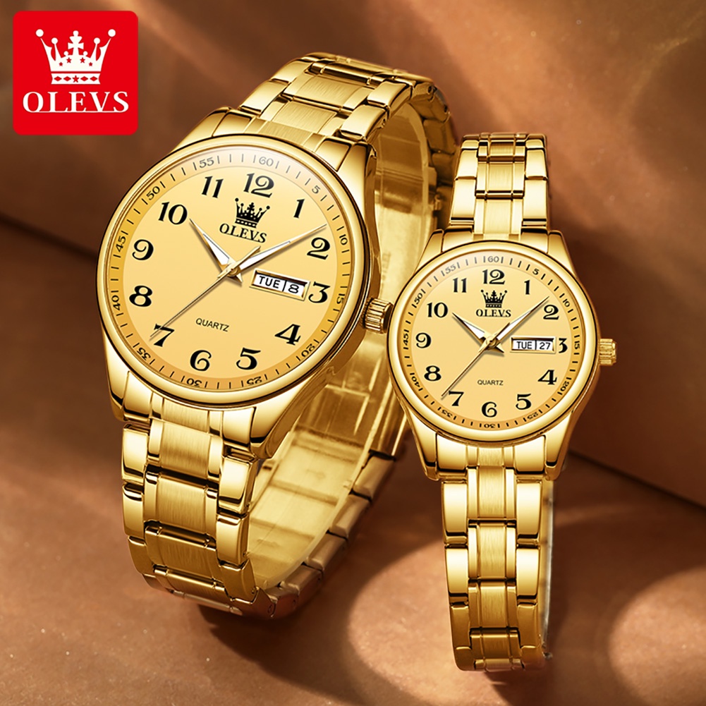 Original Relo Gold For Couple OLEVS Luxury Relo Stainless Steel Gold ...