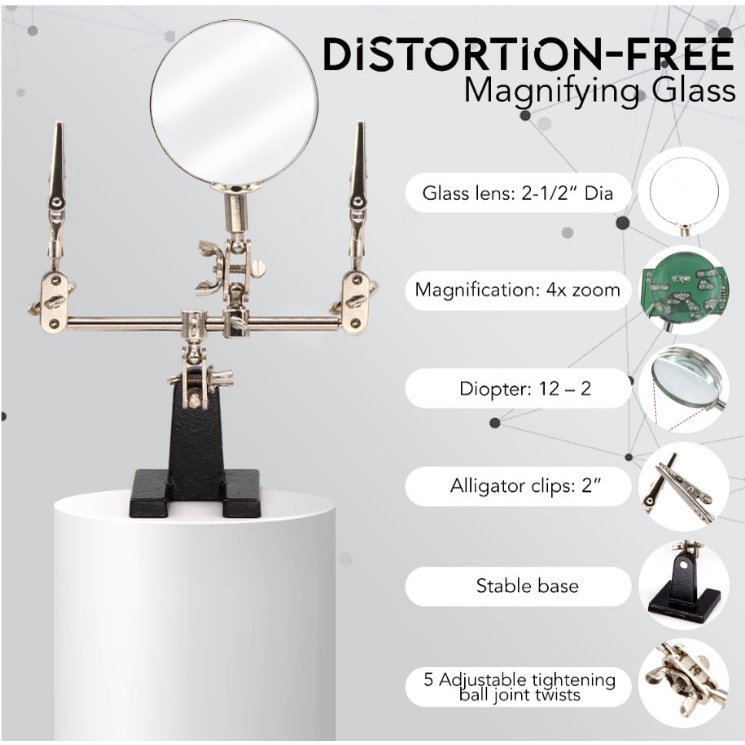 Repair auxiliary hand clip Magnifying welding iron bracket lens 5 times ...